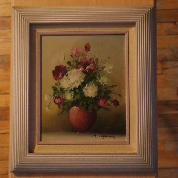 M. Tompkins | Art | Oil Painting Flower Bouquet In Pot Signed M ...